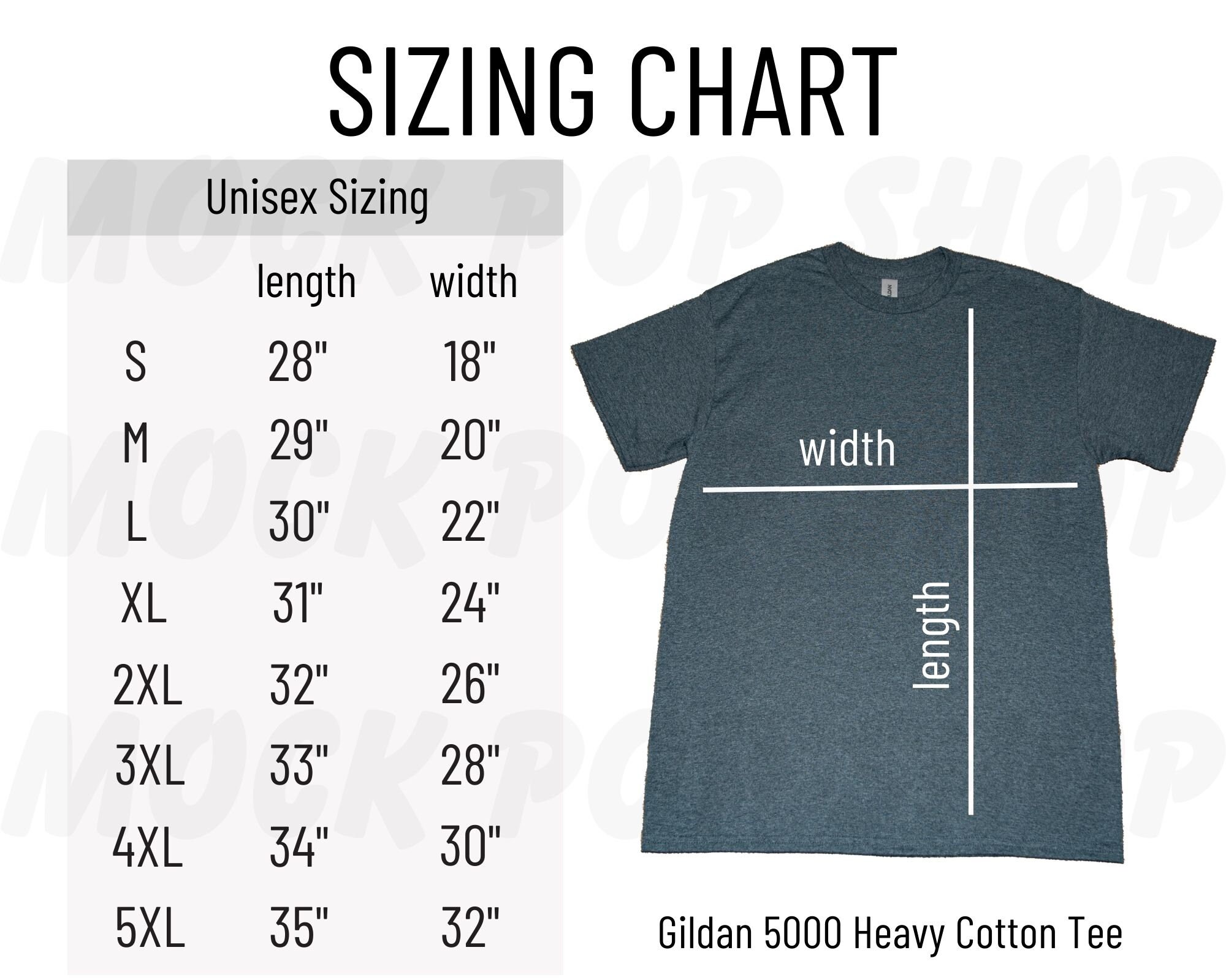 Gildan 5000 Editable Minimalist Size Chart Color Chart Bundle - Etsy