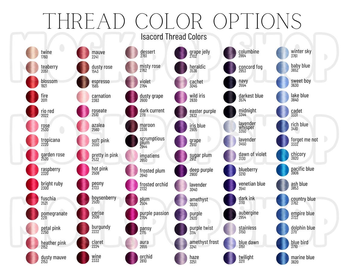 Isacord All Colors Thread Color Options Editable Color Chart Canva ...