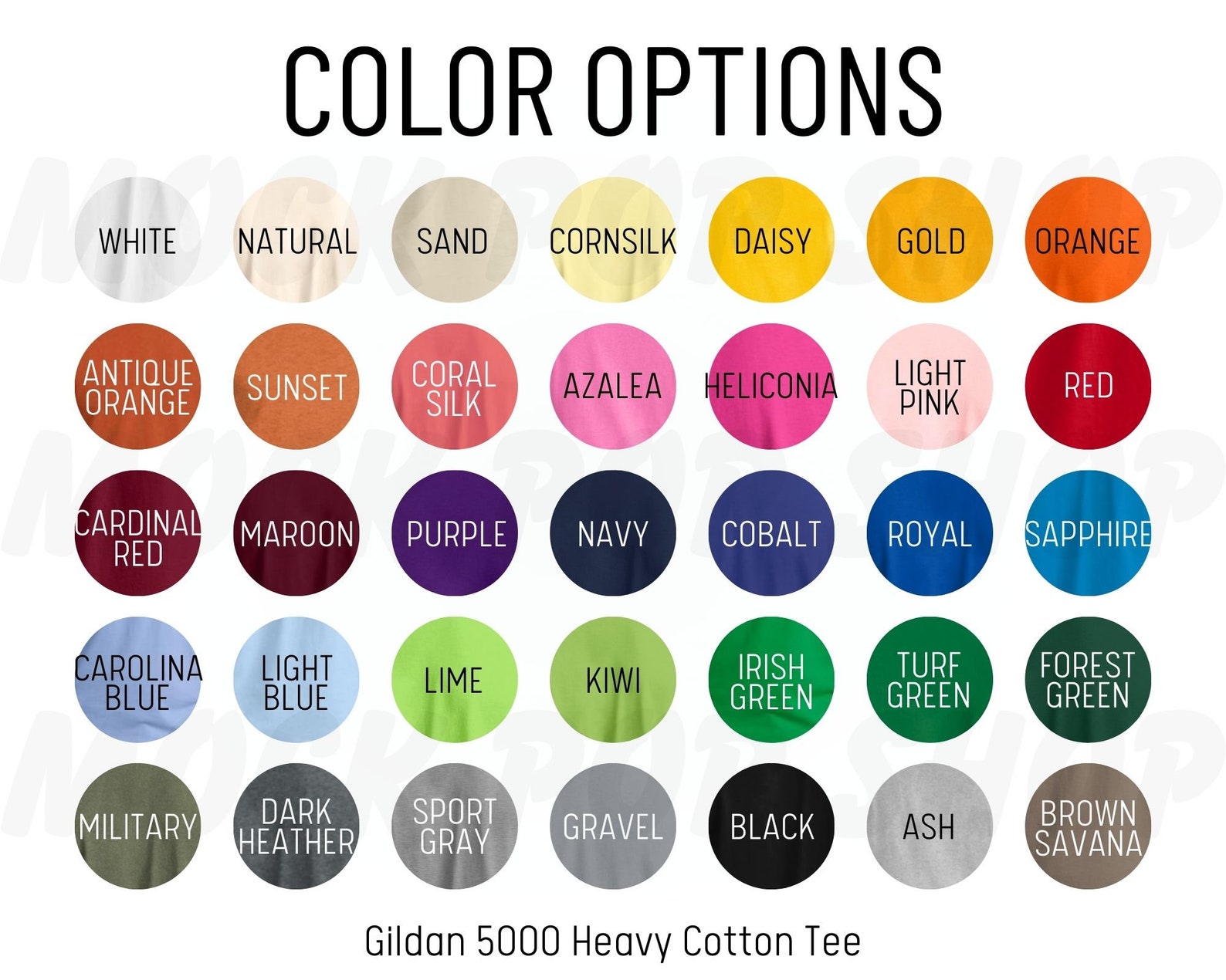 Gildan 5000 Editable Minimalist Size Chart Color Chart Bundle - Etsy