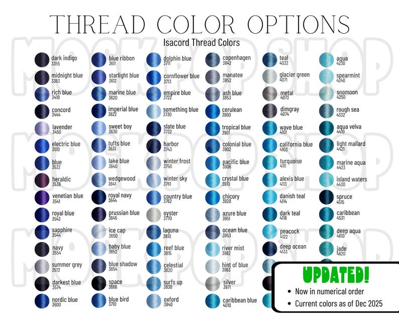 Isacord Embroidery Thread Color Chart - Editable Canva Template - All ...