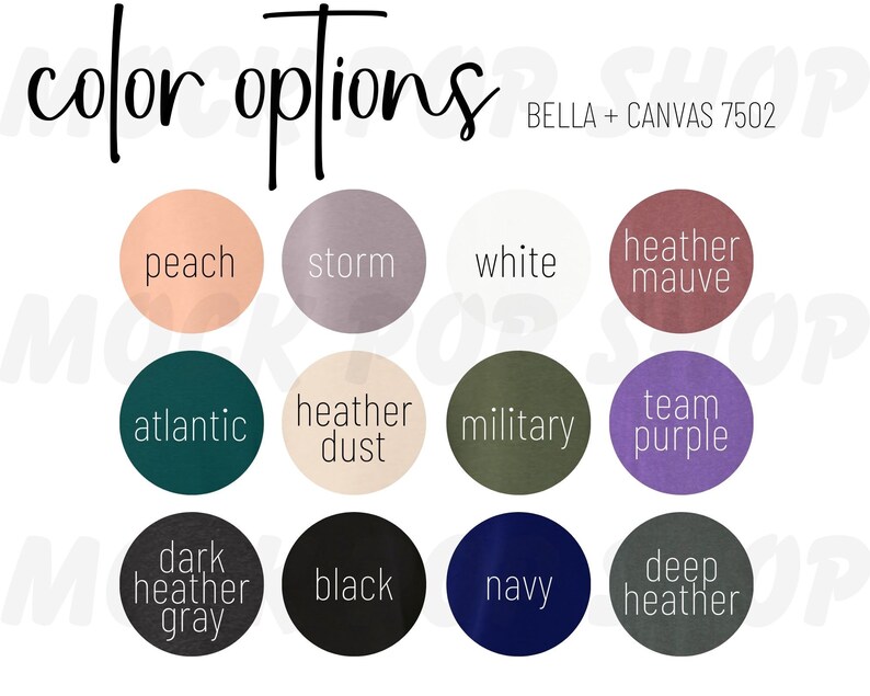 Bella + Canvas 7502 Editable Size Chart Color Chart Canva Template ...