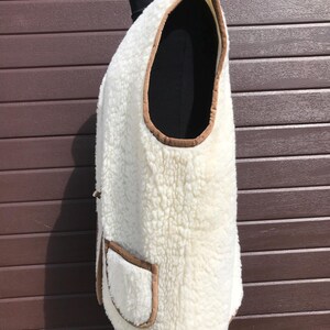 Vintage Woolmark White Cream Natural Gilet Merino Lambwool Sheep Wool ...