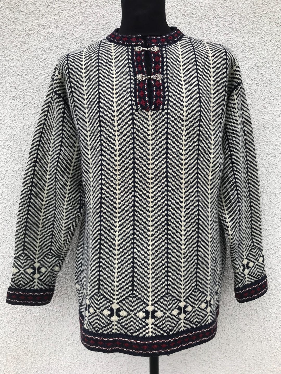 Vintage Mens Cardigan Norwool Sweater Metal Clasps Nordic Knit Norway ...