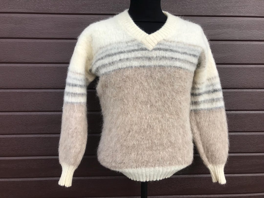 Vintage 1980s Samband of Iceland 100% Wool Knit Sweater Brown & Cream ...