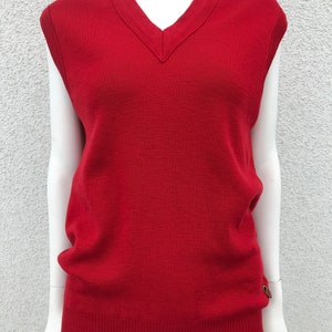 Busnel Vintage Red Vest Retro Wool Casual Vest V Neck Wool Vest Gilet ...