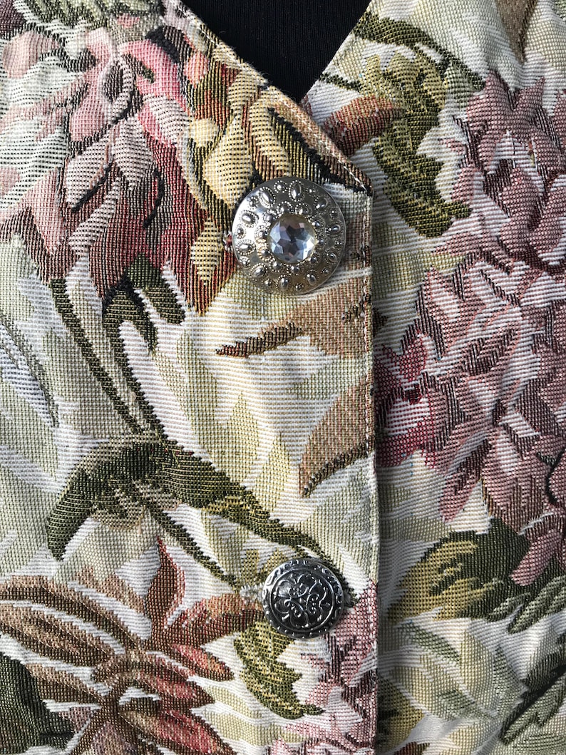 Vintage Mari Philippe Tapestry Women Beige Floral Print Vest Classic ...