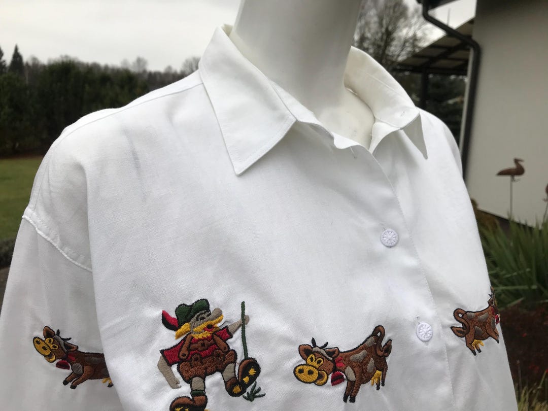 Vintage Hess Frackmann Trachten Alpenmode White Dirndl Shirt Festive ...
