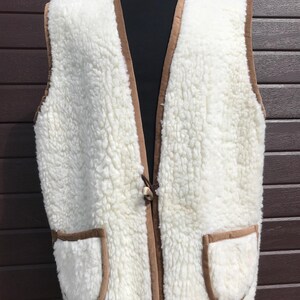 Vintage Woolmark White Cream Natural Gilet Merino Lambwool Sheep Wool ...