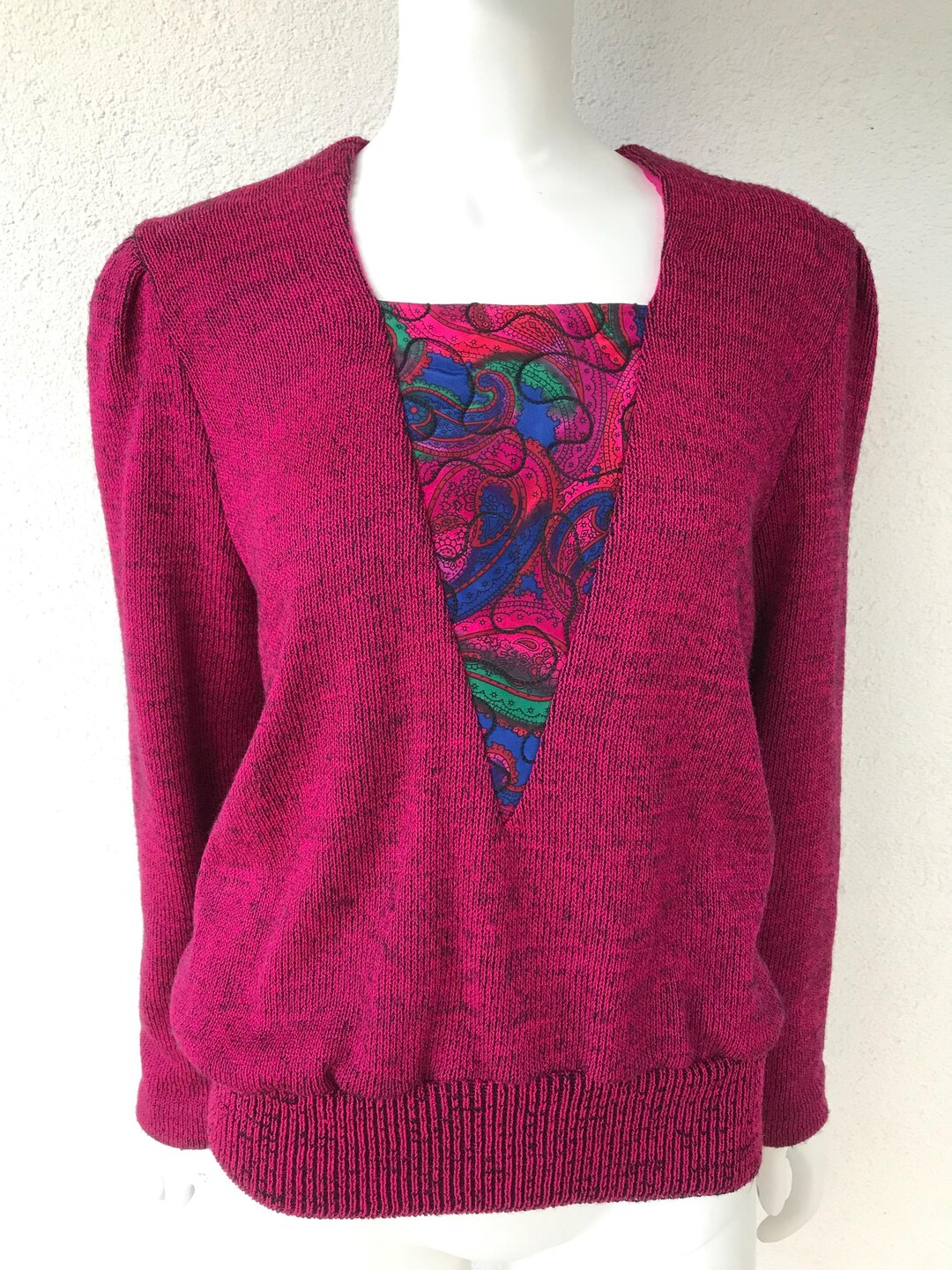 Vintage 1980s ANTHONY SICARI Burgundy Knit Sweater Pullover With ...
