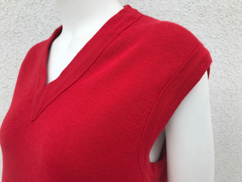 Busnel Vintage Red Vest Retro Wool Casual Vest V Neck Wool Vest Gilet ...