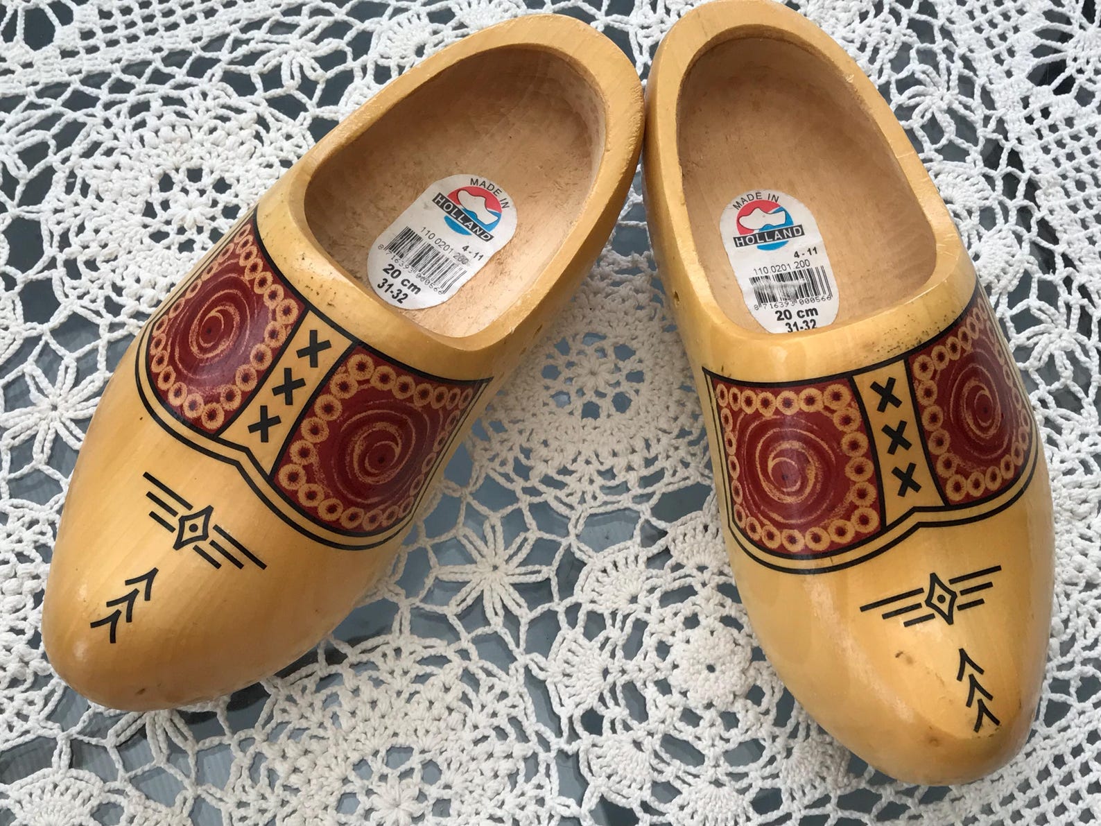 Vintage Authentic Dutch Children's Clogs With Traditional Folk Print ...