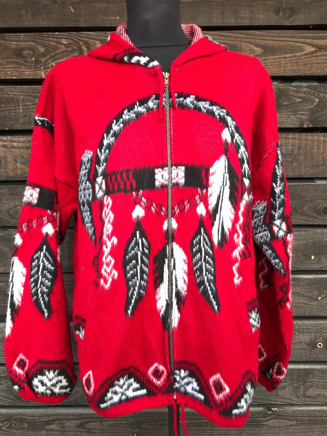 Vintage 90s Navajo Hoodie Jacket Navajo Style Jacket Native American ...