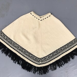 Vintage Women's Poncho Shrug Native Pattern Fringed Hand Knit Cape ...