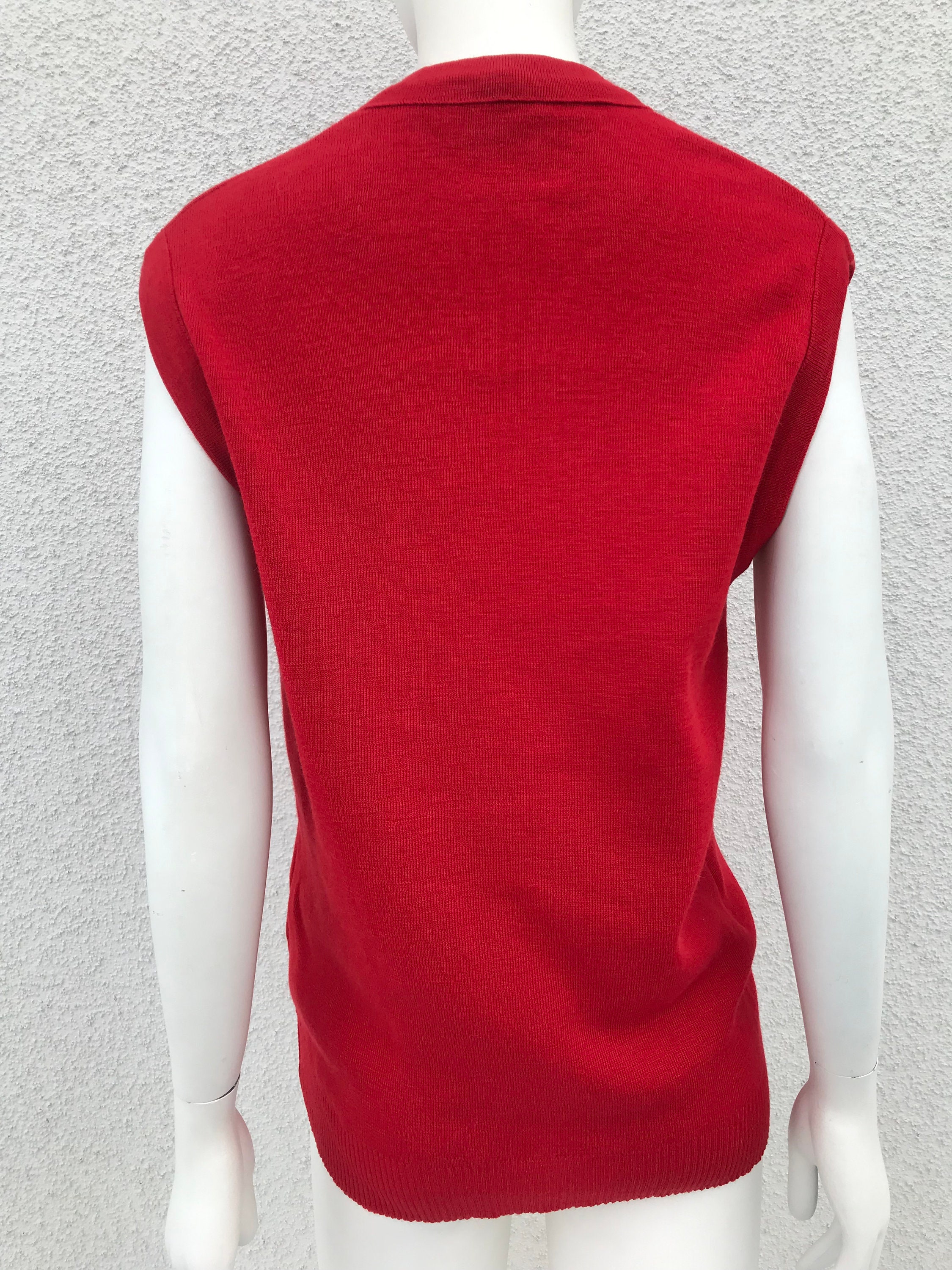 Busnel Vintage Red Vest Retro Wool Casual Vest V Neck Wool Vest Gilet ...