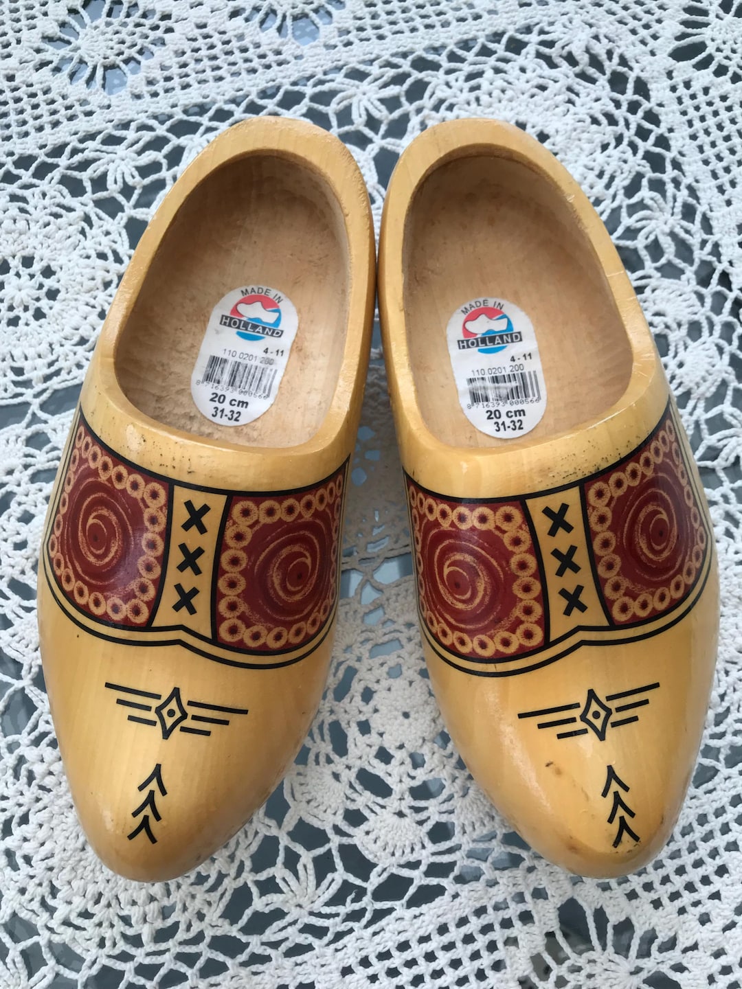 Vintage Authentic Dutch Children's Clogs With Traditional Folk Print ...