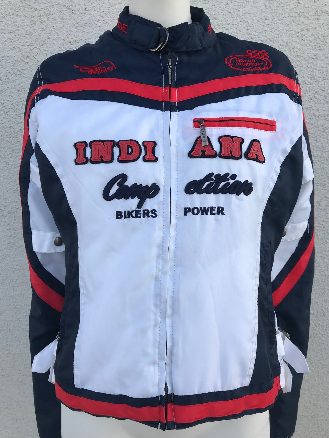 J & D Unisex Racing Jacket Motorcycle Jacket White Motorcycle Jacket ...