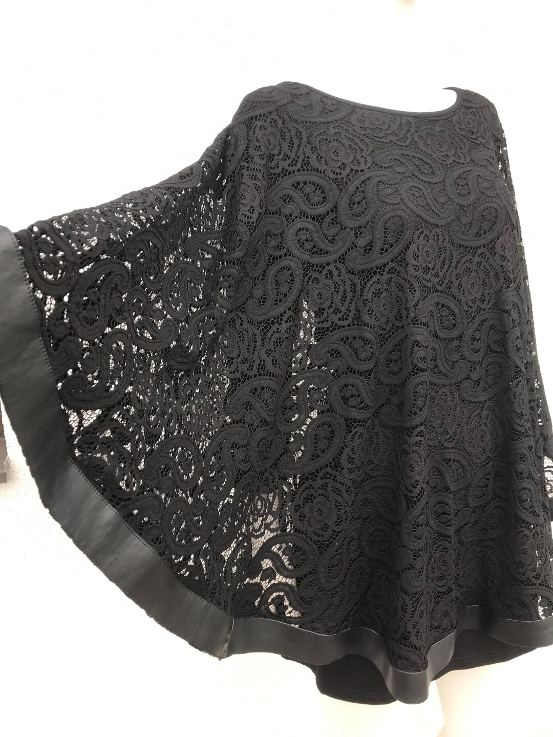 Vintage Black Floral Lace Capelet Poncho Tunic Cloak Blouse Cape Blouse ...