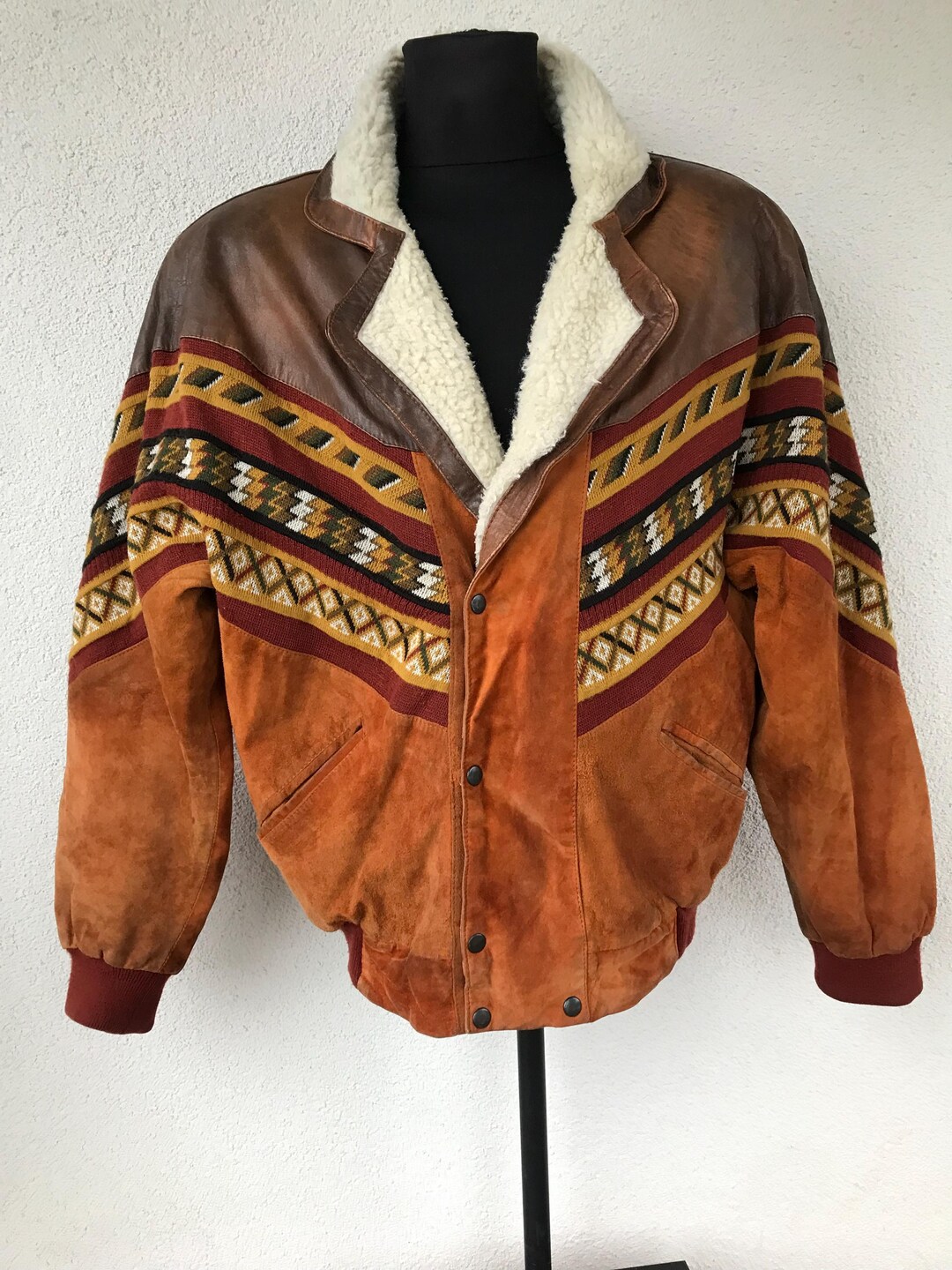 Vintage 80s 90s Navajo Jacket Navajo Suede Leather Jacket Suede Jacket ...