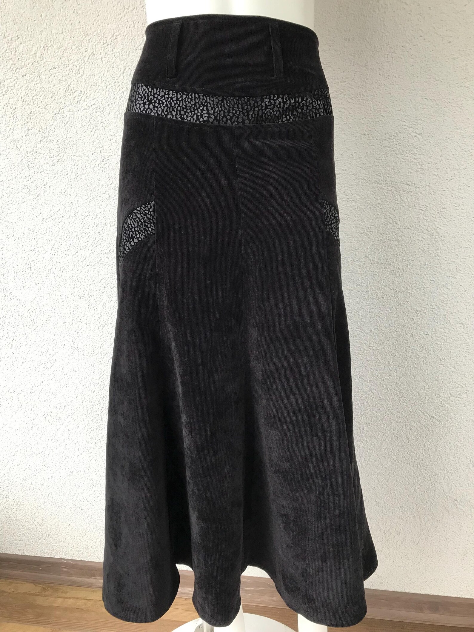 Vintage 90s Black Corduroy Maxi Skirt Zippered Corduroy Long Skirt for ...