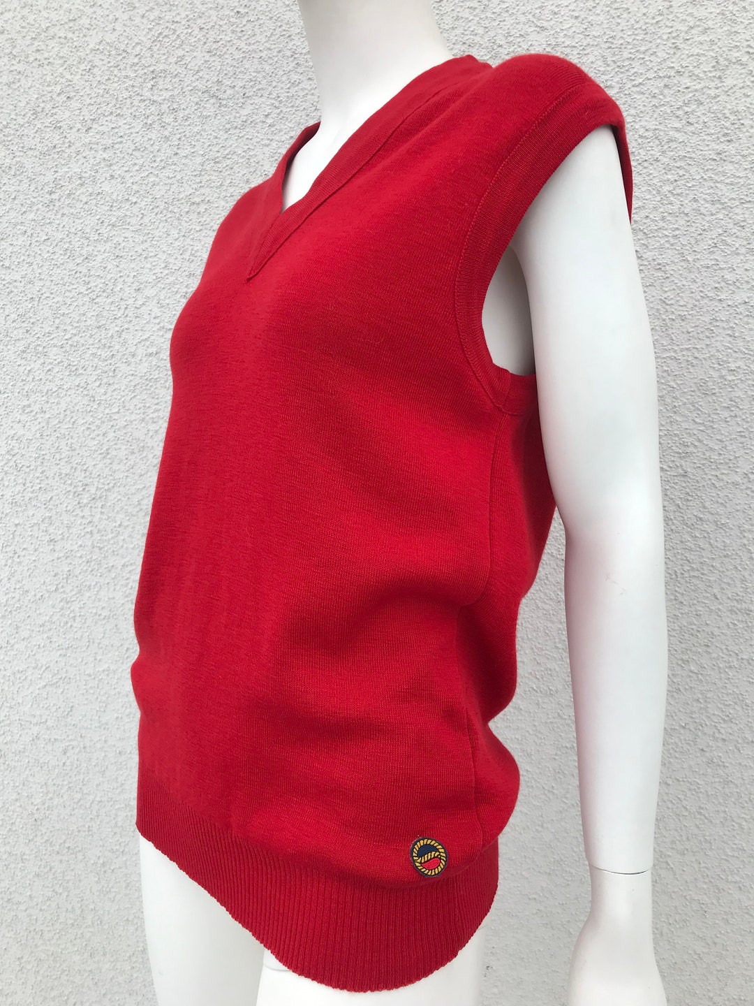 Busnel Vintage Red Vest Retro Wool Casual Vest V Neck Wool Vest Gilet ...