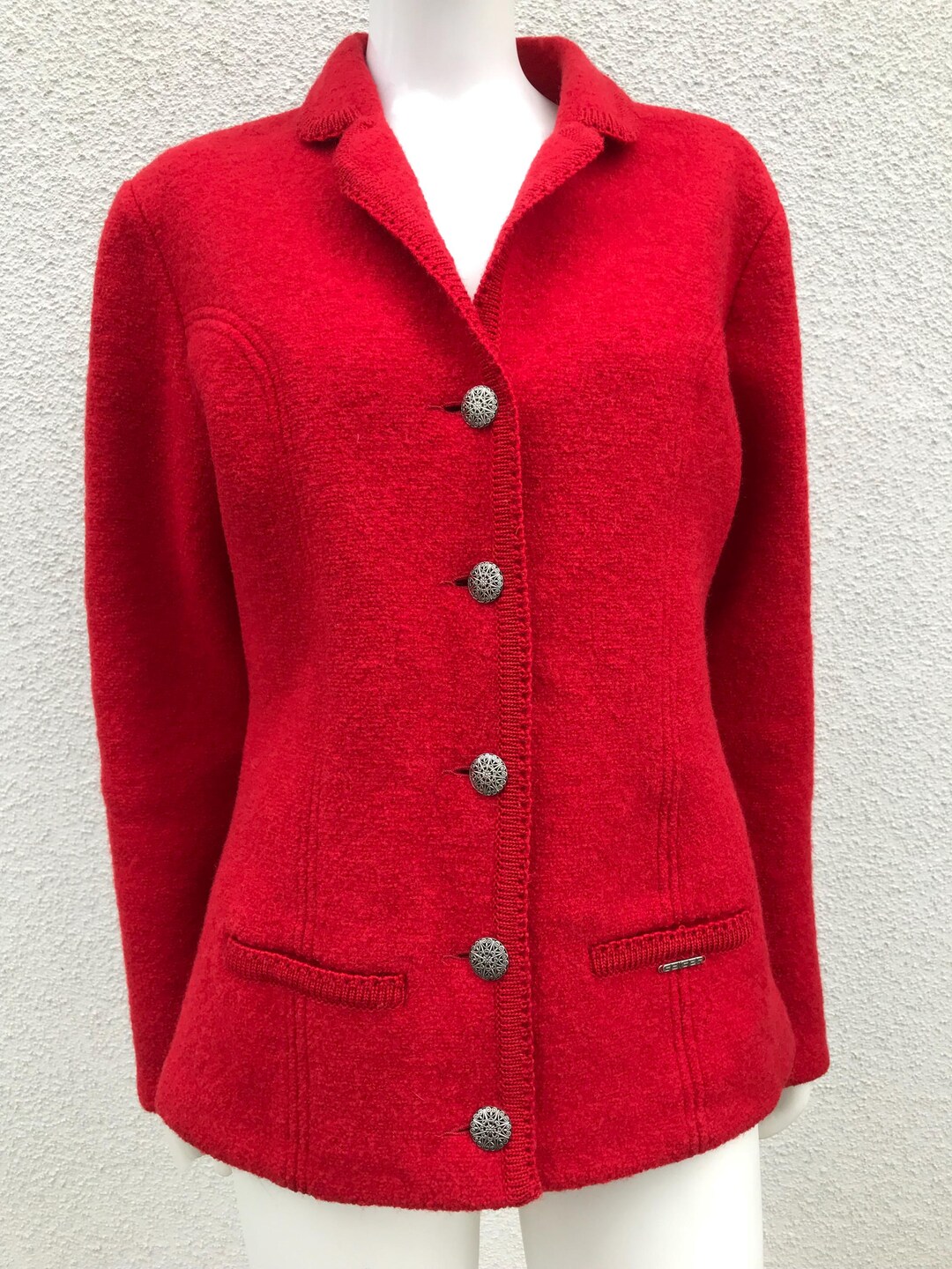Vintage 80s GEIGER Wool Cardigan Austrian Tyrol BOILED Wool Trachten ...