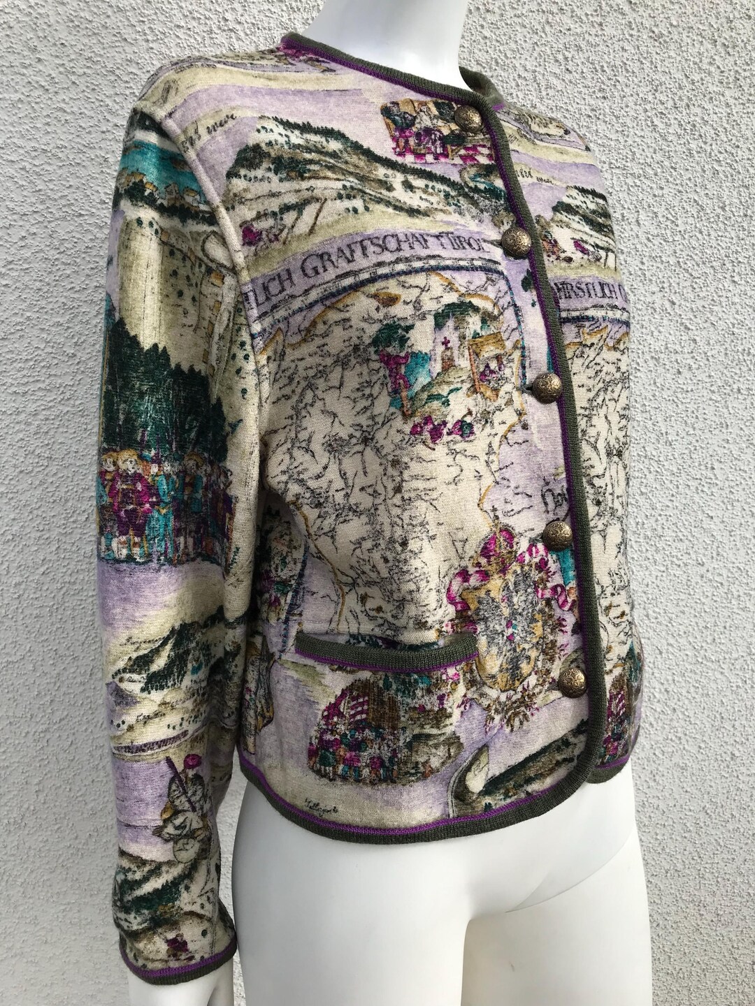 Vintage 80s GEIGER Wool Cardigan Austrian Tyrol Wool Trachten Jacket ...