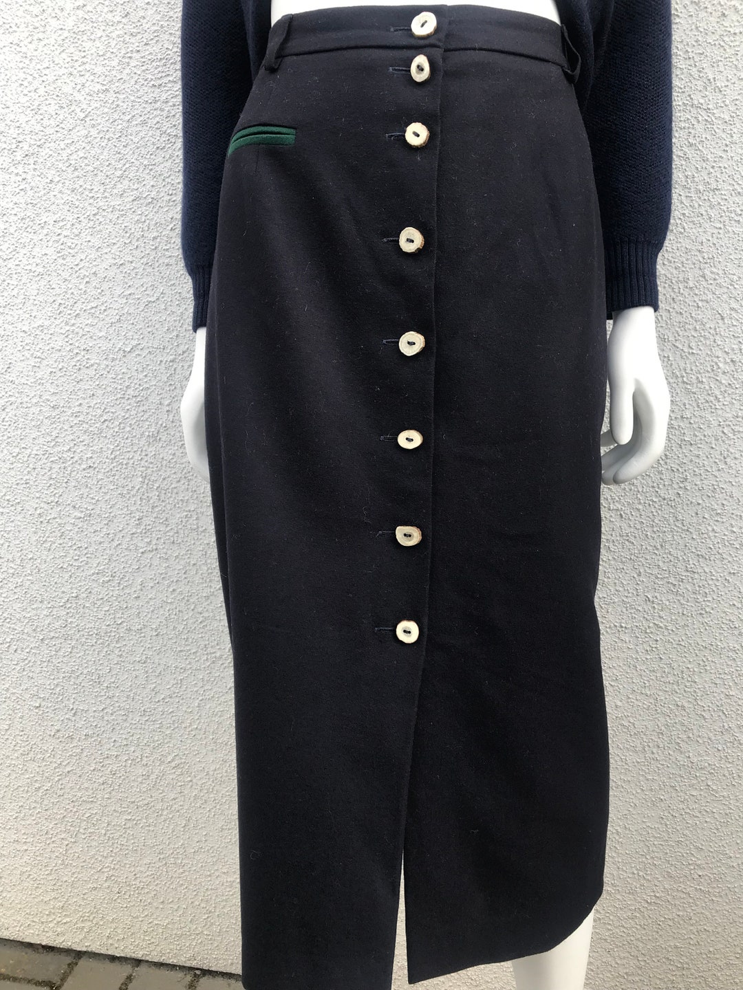 Vintage Rehli TRACHT Women's Navy Blue Wool Classic Skirt - Etsy