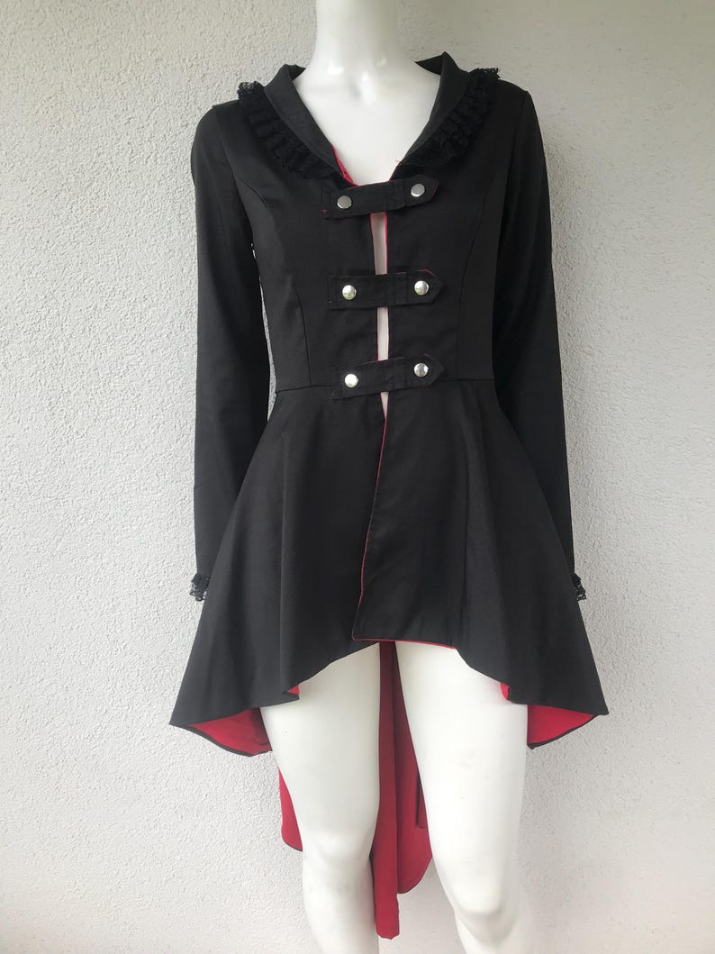 Vintage Black Steampunk Tail Blazer Jacket With Back Lacing Gothic ...
