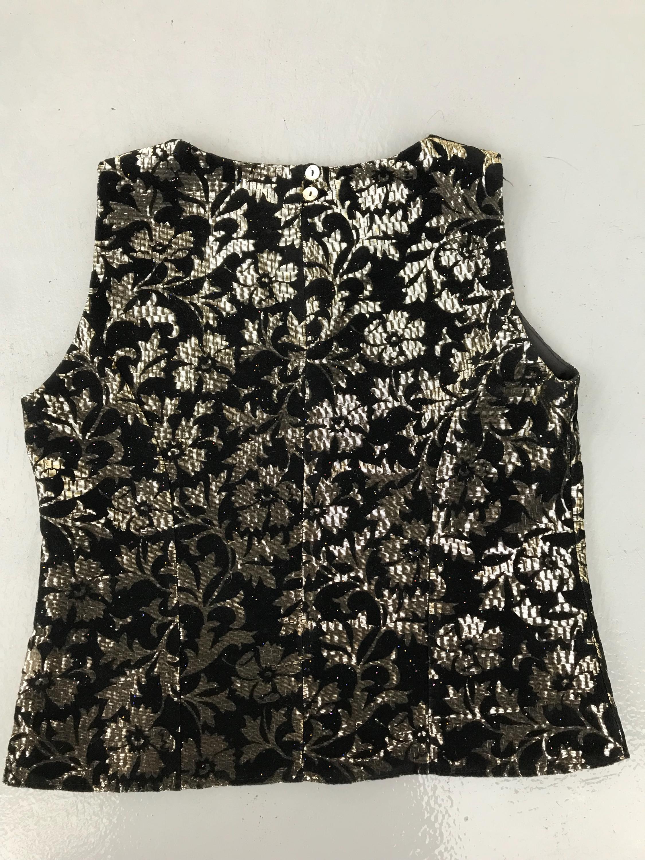 Vintage 80s Black Shiny Blouse Evening Top Party Lurex Shirt Sleeveless ...