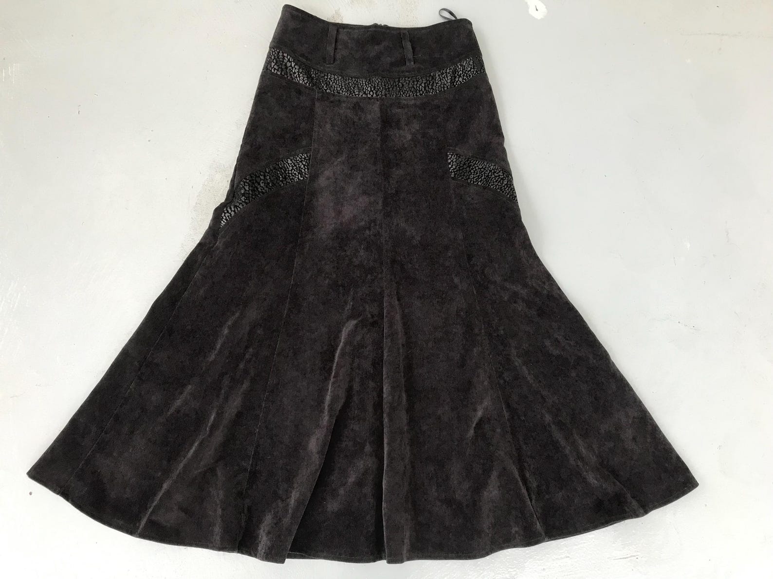 Vintage 90s Black Corduroy Maxi Skirt Zippered Corduroy Long Skirt for ...