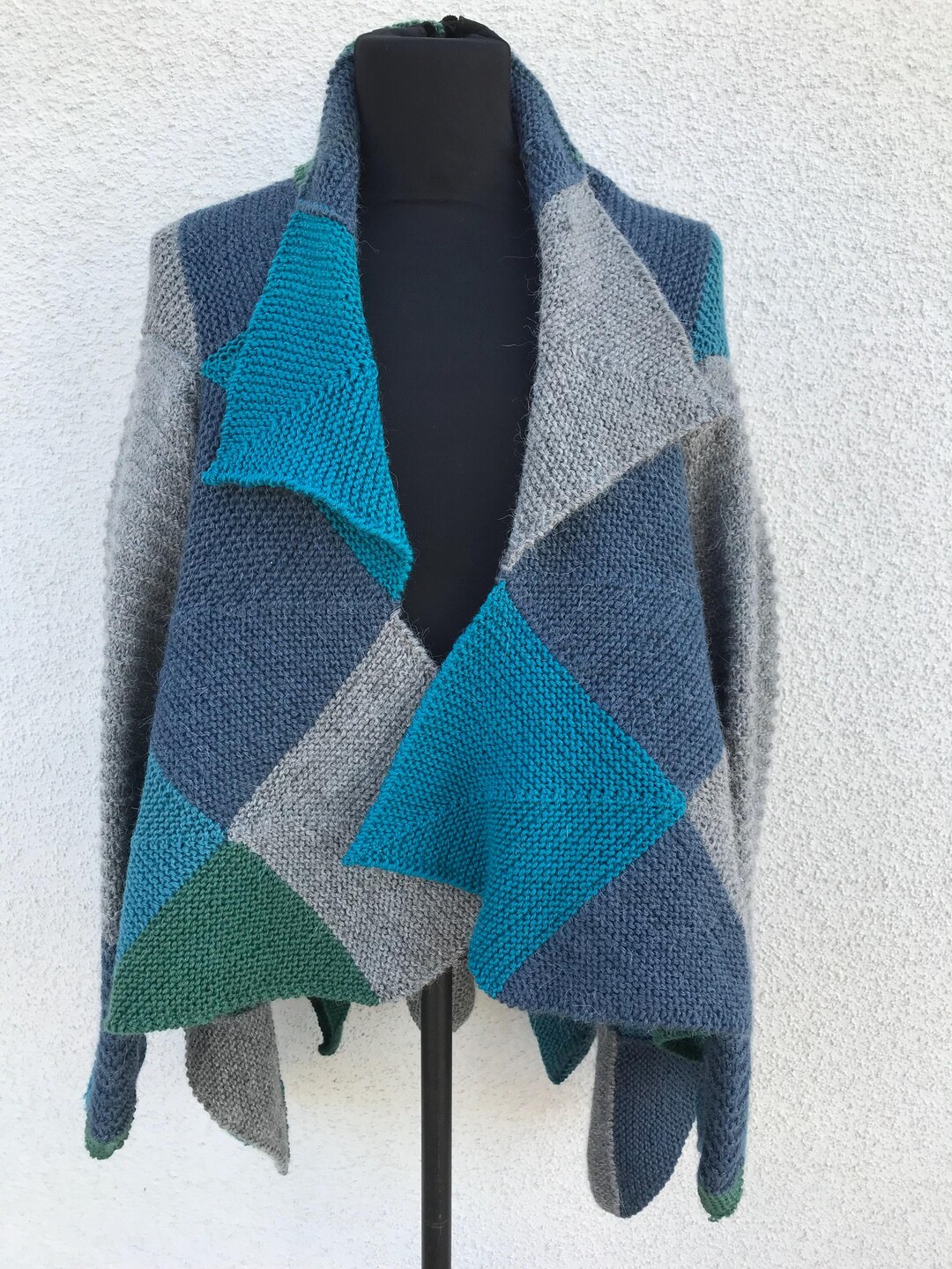 Vintage Wrap Around Sweater Knit Womens Cardigan Wrap Hand Knitted Wool ...