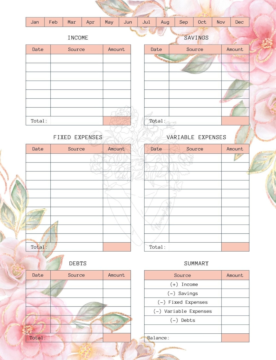 Digital Printable Budget Pdf - Etsy