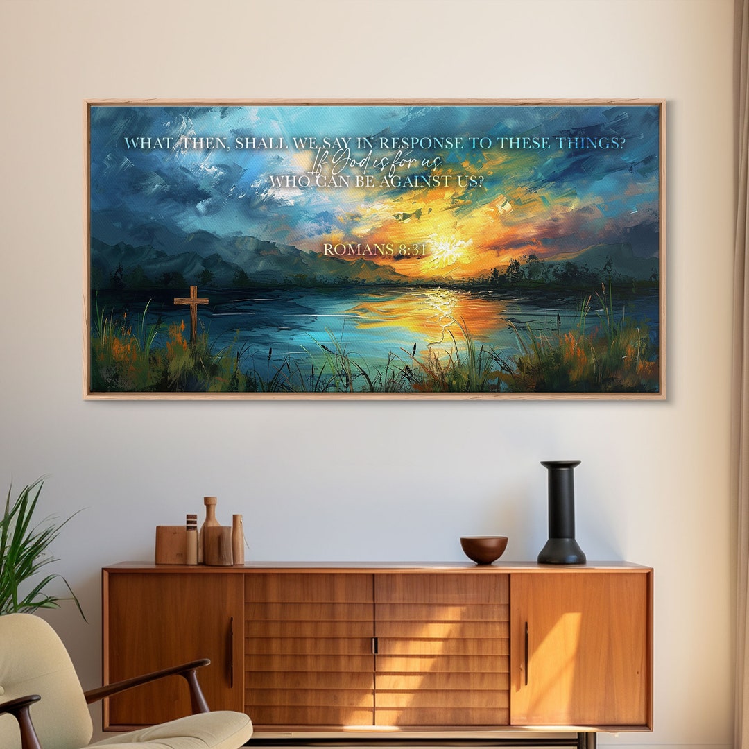 Romans 8:31 - Bible Verse Print - Scripture Wall Art Framed Canvas ...