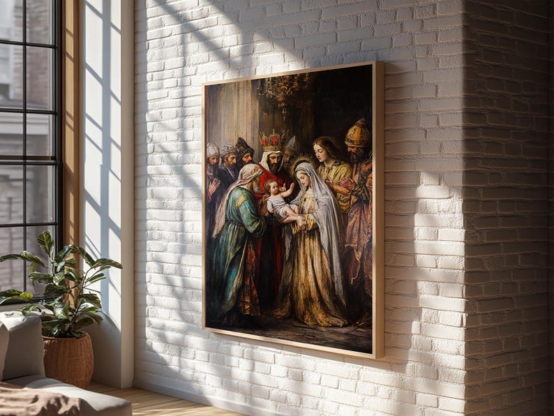Adoration of the Magi Nativity Scene Framed Canvas Print - Romanticism ...
