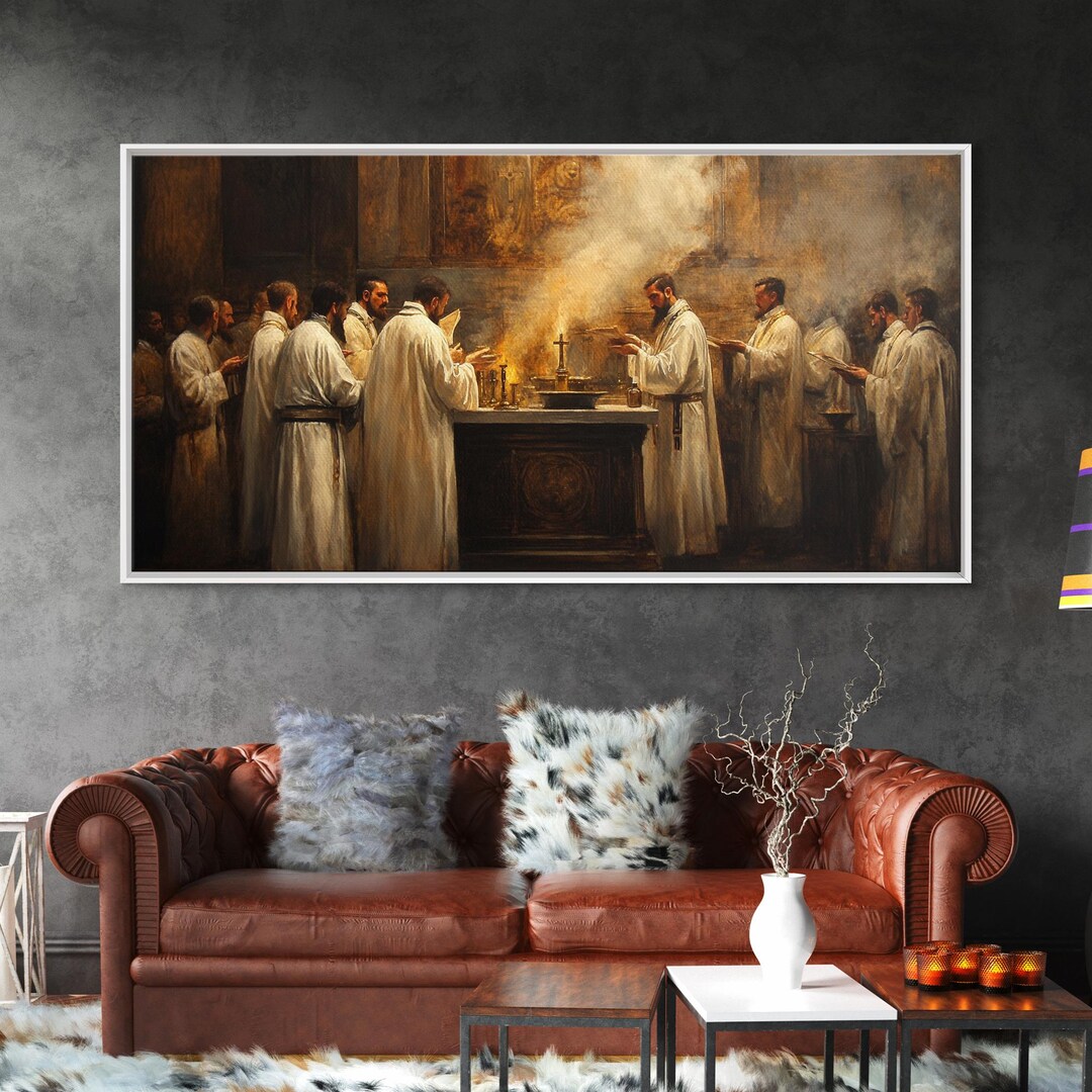 Chrism Mass Blessing of the Holy Oils - Art Deco Framed Canvas Print of ...