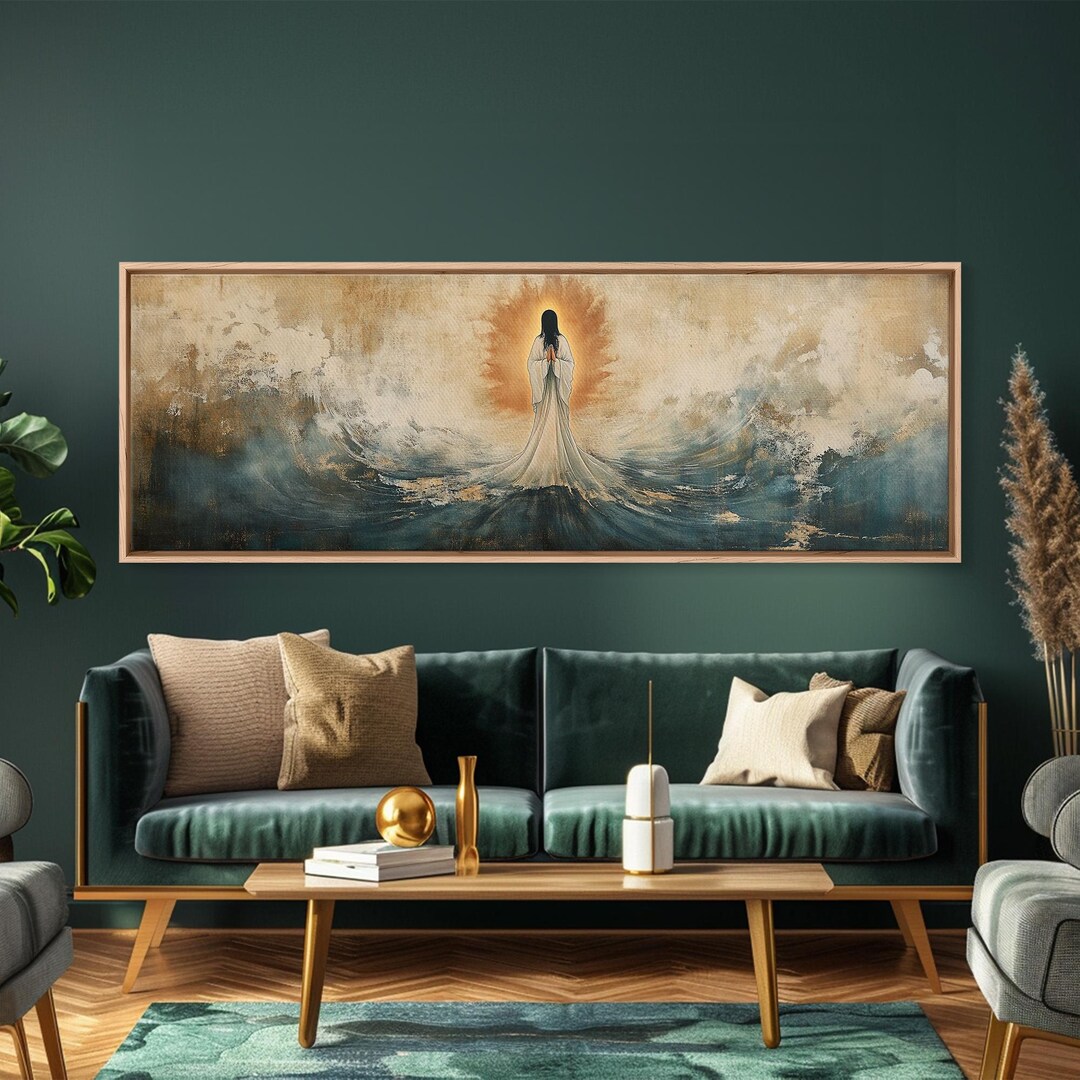 Veneration of the Divine Mercy Image Framed Canvas Print | Panoramic ...