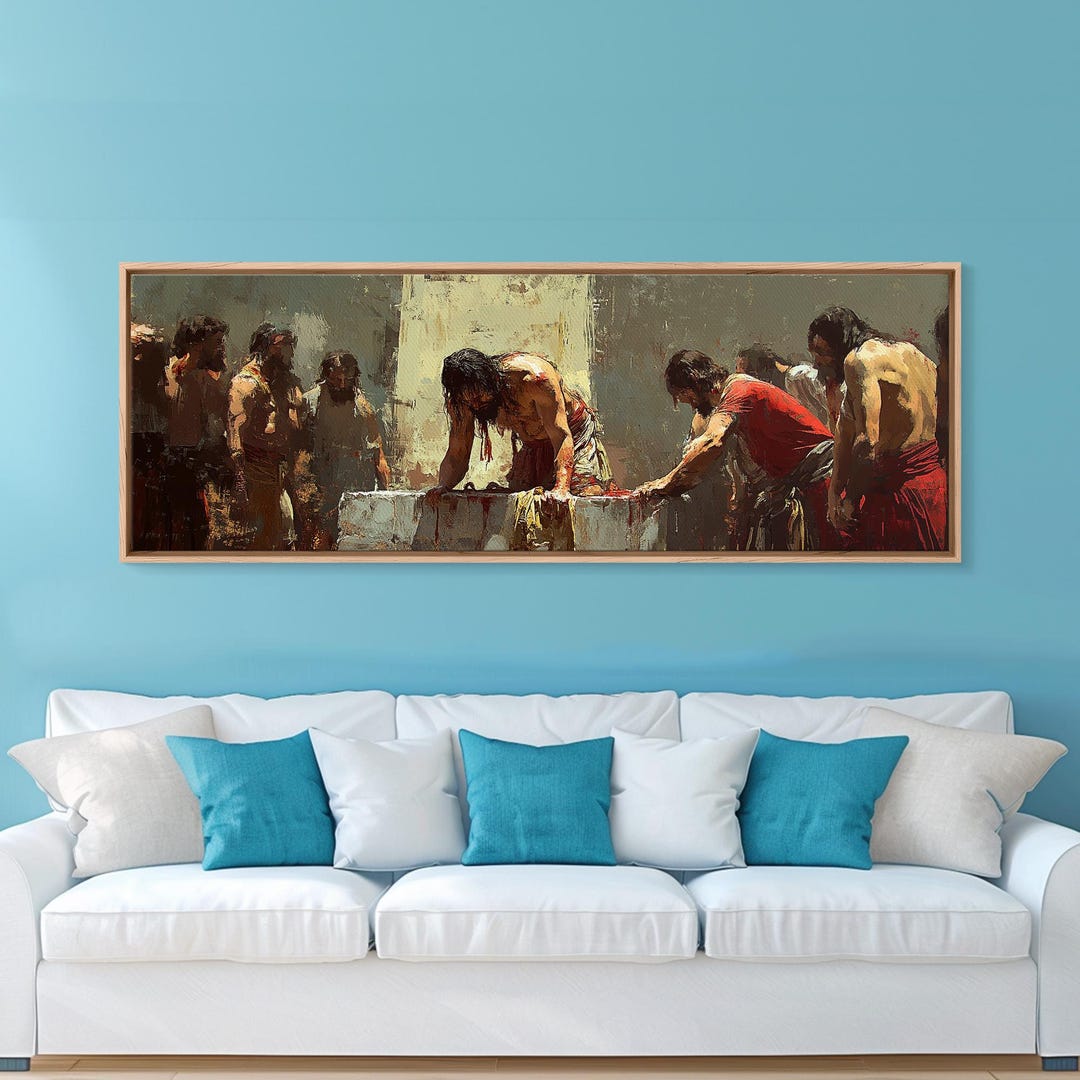Scourging at the Pillar Passion Scene Framed Canvas Print | Panoramic ...