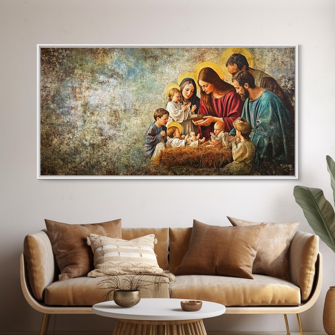 Blessing of the Creche Bambinelli Sunday Pop Art Framed Canvas Print ...
