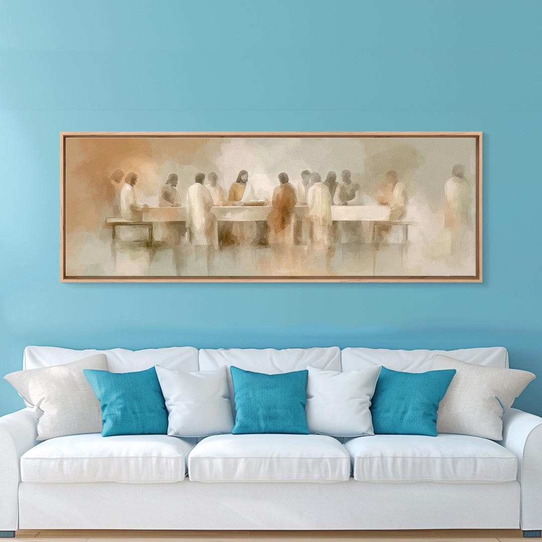 Last Light Communion - Framed Canvas Print - Panoramic Wall Art - Jesus ...