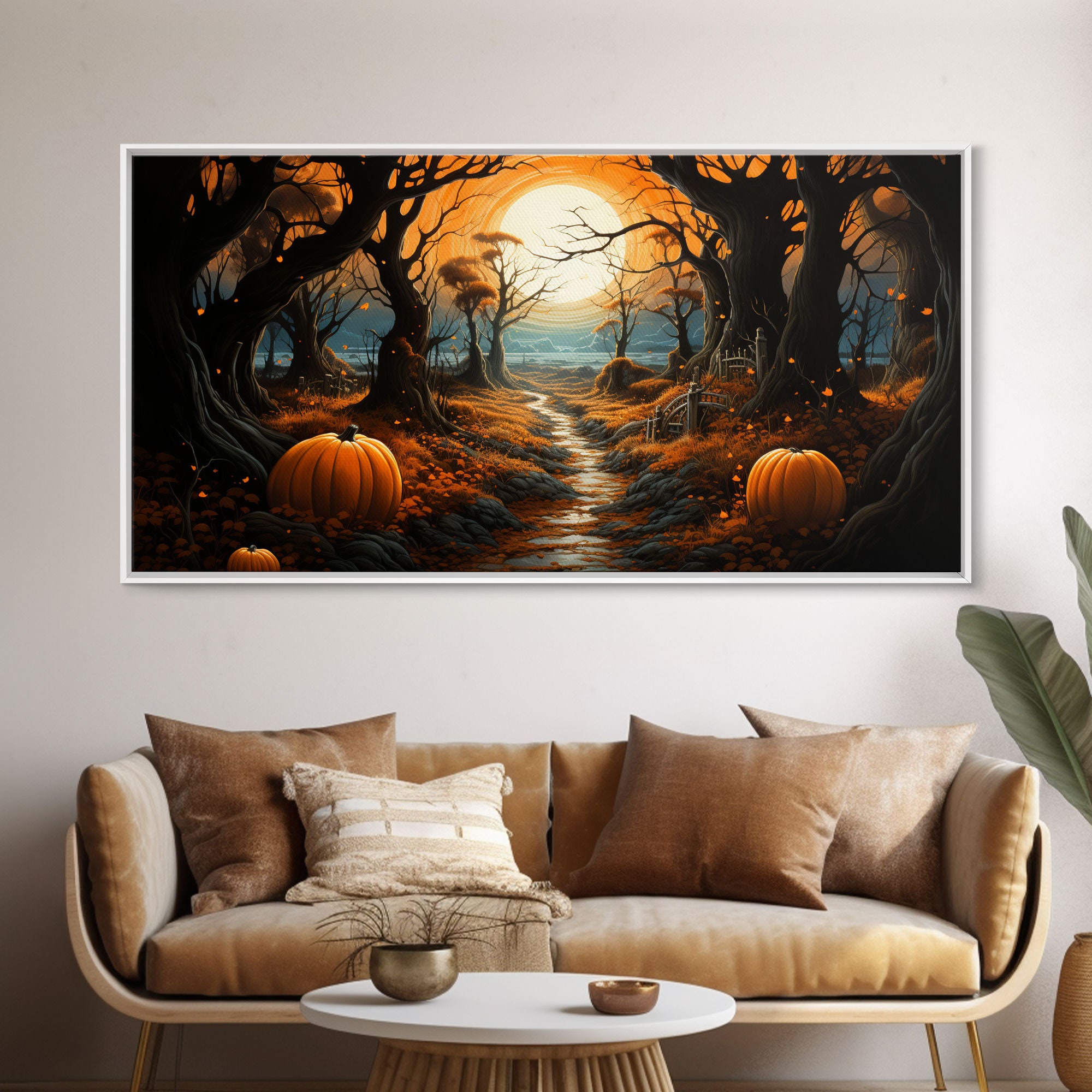 Halloween Wall Decor Spooky Art Print Pumpkin Decor Canvas - Etsy