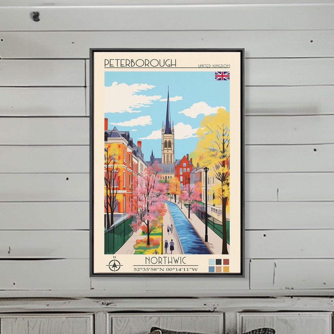 Peterborough United Kingdom Travel Poster Framed Canvas Print ...