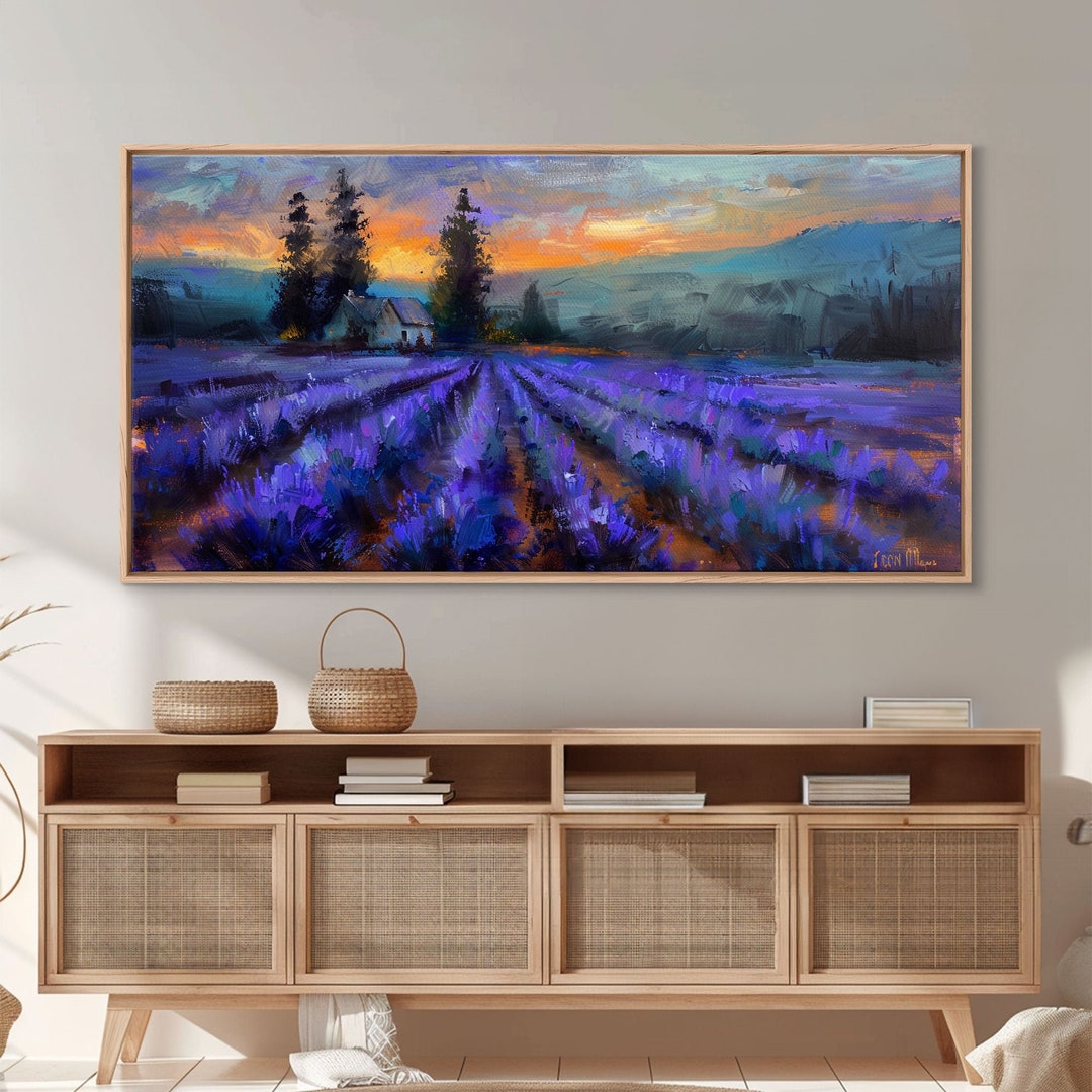 Lavender Field Framed Canvas Print: Rustic Farmhouse Wall Art - Etsy