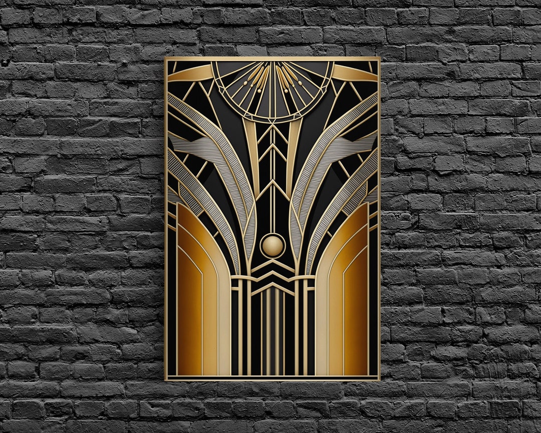 Art Deco Pattern Wall Art, Framed Canvas Print, Art Deco, Abstract Art ...