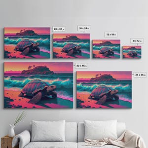 Sea Turtle Sunset Beach Art Print: Ocean Seascape Wall Decor - Etsy