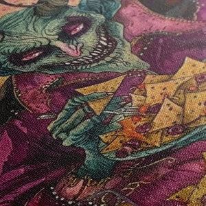 Spooky Demon Eating Chips Framed Canvas Print, Halloween Art, Unique ...