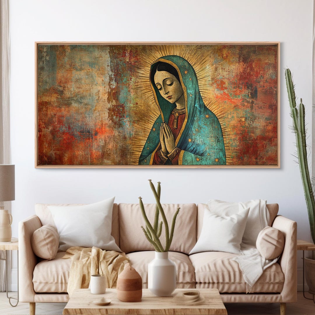 Our Lady of Guadalupe Apparition Scene | Art Deco Framed Canvas Print ...
