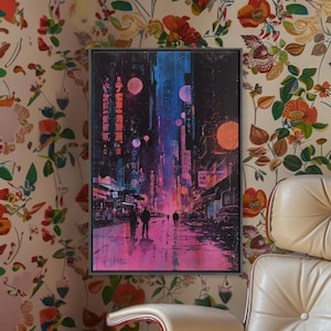 Neon Tokyo Canvas Art Print: Japanese Cityscape Wall Decor - Etsy