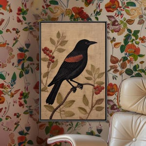 Raven Canvas Print: Antique Bird Painting, Vintage Wall Art - Etsy