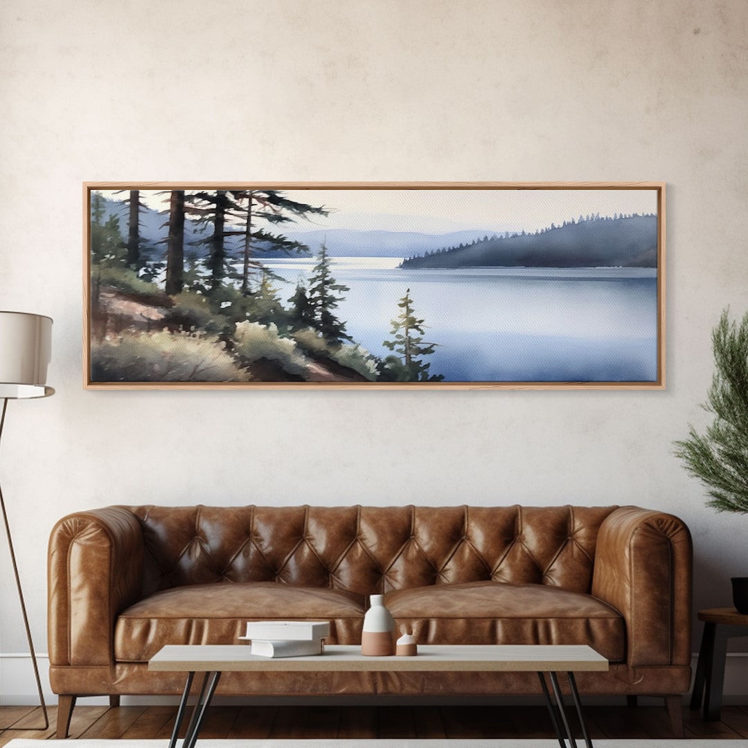 Watercolor Lake Canvas Print: Panoramic Nature Wall Art - Etsy