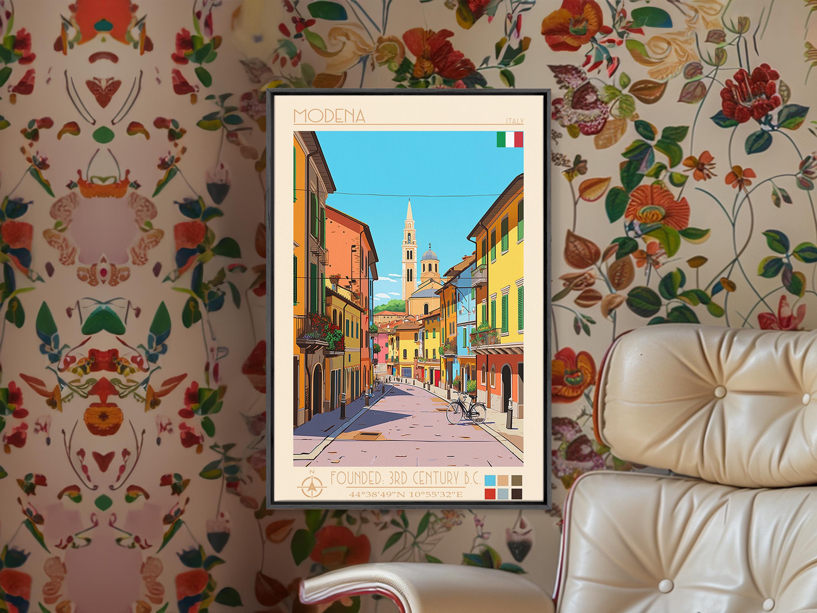 Modena Italy Travel Poster: Vintage Pop Art Framed Canvas Print - Etsy
